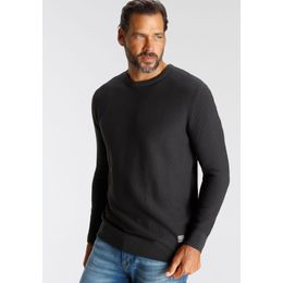 H.I.S. H.I.S Herren Rundhalspullover, grau, Gr. M, unifarben, Strick, Obermaterial: 50% Baumwolle, 50% Polyacryl, Pullover, in besonderer Strick-Optik