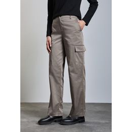Street One Damen Cargohose, braun, Gr. 38, unifarben, Stoff, 56% Polyester, 42% Baumwolle, 2% Elasthan, Hosen, mit Satin Finish