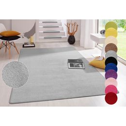 Teppich Hanse Home, B:100cm H:7mm L:150cm, grau, Kunstfaser, Wohnzimmer, Teppiche, "Fancy", Kurzflor, L&auml;ufer, uni, gekettelt, Wohnzimmer,