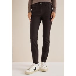 Cecil Damen Lederimitathosetartufo braun, Gr. 36, unifarben, Stoff, 76% Viskose, 21% Nylon, 3% Elasthan, Hosen, in Fake-Leder-Optik