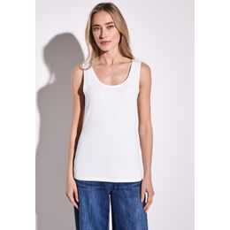 Street One Damen Tr&auml;gertop, wei&szlig;, Gr. 40, unifarben, Web, 48% Baumwolle, 48% Modal, 4% Elasthan, Tops, aus softem Materialmix