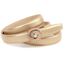 Anthoni Crown Damen Lederg&uuml;rtel, gold, Gr. 100, Rindsleder, G&uuml;rtel