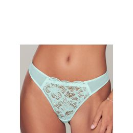 Lascana Damen String "Nikoletta", Gr. 40, blau, Spitze, Obermaterial: 88% Polyamid, 12% Elasthan, Unterhosen, aus floraler Spitze und feinem Mesh in