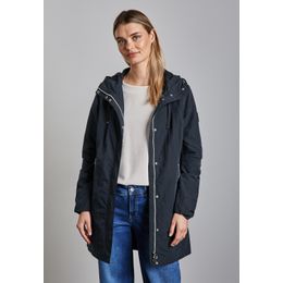 Street One Damen Kurzjacke, blau, Gr. 34, unifarben, Stoff, Obermaterial: 60% Polyester, 40% Nylon. Futter: 100% Polyester, Jacken, mit Kapuze