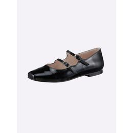 Heine Damen Ballerina, Gr. 39, schwarz, Lackleder, Leder, Rindsleder, Schuhe