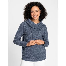 Inspirationen Damen Sweatshirt, blau, Gr. 38, bedruckt, gebl&uuml;mt, gemustert, mehrfarbig, meliert, 60% Baumwolle, 40% Polyester, Sweatshirts