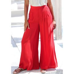 Buffalo Damen Palazzohose "mit extra weitem Bein", rot, Gr. 46, unifarben, Web, Obermaterial: 100% Viskose, Hosen, mit Seitennahttaschen, leichte