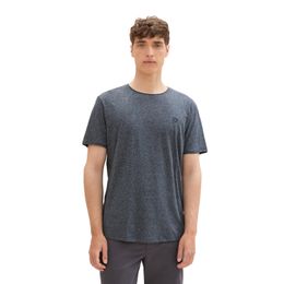 Herren T-Shirt, blau, Gr. XL, Tom Tailor Denim, meliert, unifarben, Jersey, Obermaterial: 50% Baumwolle, 50% Polyester, Shirts, in Melange-Optik