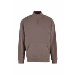 DEF Herren Sweater "DEF DEF Zipper Crewneck", braun, Gr. XL, unifarben, 80% Baumwolle, 20% Polyester, Sweatshirts