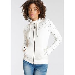Kangaroos Damen Kapuzensweatjacke, wei&szlig;, Gr. 44, bedruckt, kontrastfarbene Details, meliert, Interlock, Obermaterial: 60% Baumwolle, 40% Polyester,