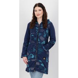 DEPROC Active Damen Fleecejacke "Patchwork NUNAVUT LONG WMN", blau, Gr. 46, 100% Baumwolle, Jacken, auch in Gro&szlig;en Gr&ouml;&szlig;en erh&auml;ltlich
