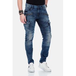 Cipo & Baxx CIPO & BAXX Damen 5-Pocket-Jeans "Jeans", blau, Gr. 38, unifarben, 98% Baumwolle, 2% Elasthan, Jeans, in schmaler Passform, CD-369