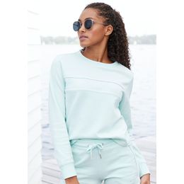 H.I.S. H.I.S Damen Sweatshirt, Gr. 32, gr&uuml;n, Interlock, Obermaterial: 60% Baumwolle, 40% Polyester, unifarben, Basic, Sweatshirts, mit Piping, Loungeanzug