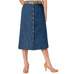 Inspirationen Damen Jeansrock, blau, Gr. 46, unifarben, 84% Baumwolle, 15% Polyester, 1% Elasthan, R&ouml;cke