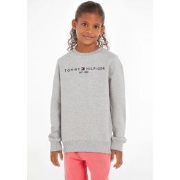 Tommy Hilfiger Jungen Sweatshirt "ESSENTIAL SWEATSHIRT", grau, Gr. 7, bestickt, Obermaterial: 100% Baumwolle, Sweatshirts, Kinder Kids Junior