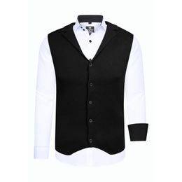 Rusty Neal Herren Langarmhemd, schwarz-wei&szlig;, Gr. L, mehrfarbig, 60% Baumwolle, 37% Polyester, 3% Elasthan, Hemden, inklusive Langarmhemd und Weste