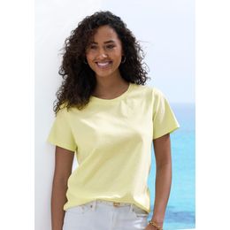 Beach Time BEACHTIME Damen T-Shirt "mit modischem Schlitz am Saum", gelb, Basic, Gr. 36, unifarben, Single Jersey, Obermaterial: 100% Baumwolle, Shirts, aus
