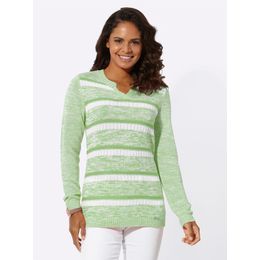Casual Looks Damen Strickpullover "Pullover", gr&uuml;n, Gr. 46, gemustert, 100% Baumwolle, 0% Polyacryl, Pullover