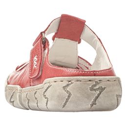 Rieker Damen Clog, Gr. 38, rot, Leder, Schuhe, Sabot, Sommerschuh, Schlappen, Hausschuh mit Ziern&auml;hten