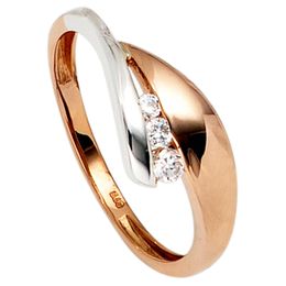 Jobo Damen Goldring, 60, Ros&eacute;gold 375 Wei&szlig;gold 375, rosa, Ros&eacute;gold 375, Wei&szlig;gold 375, Fingerringe, 375 Gold bicolor mit Zirkonia
