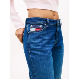 Tommy Jeans Damen Slim-fit-Jeans "LUCY MR SLIM RWB EI5159", blau, Gr. 29, Abriebeffekte, Denim/Jeans, Obermaterial: 99% Baumwolle, 1% Elasthan, Jeans
