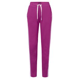 H.I.S. H.I.S Damen Homewearhose, Gr. 36, lila, Sweatware, Obermaterial: 77% Baumwolle, 20% Polyester, 3% Elasthan, unifarben mit Farbeins&auml;tzen, Basic,