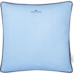 Dekokissen Tom Tailor HOME, B:40cm H:0,5cm L:40cm, blau, Baumwolle, Polyester, Dekokissen_Sitzkissen_Kissenh&uuml;llen, "Dove Signature", mit Paspel,