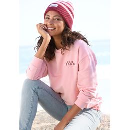 ELBSAND Damen Sweatshirt "Carisa"rosa, Gr. XXL, unifarben, Sweatware, Obermaterial: 95% Baumwolle, 5% Elasthan, Sweatshirts, mit verstellbarem