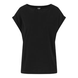 T-Shirt Urban Classics "Urban Classics Ladies Extended Shoulder Tee", Damen, Gr. M, schwarz, 100% Baumwolle, unifarben, normal, Rundhals, Shirts T-Shirt