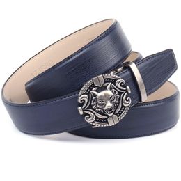 Anthoni Crown Herren Lederg&uuml;rtel, blau, Gr. 115, unifarben, Leder, G&uuml;rtel, Lederg&uuml;rtel geflammt
