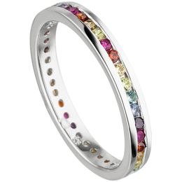 Jobo Damen Fingerring "Ring mit 35 bunten Zirkonia rundum", 60, Silber 925 (Sterlingsilber), silber, Silber 925 (Sterlingsilber), Fingerringe, 925