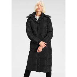 ALPENBLITZ Damen Langmantel "Sapporo", schwarz, Gr. 42, kontrastfarbene Details, unifarben, Web, Obermaterial: 100% Polyester. Futter: 100%