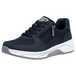 Rieker Damen Sneaker, Gr. 40, blau, Lederimitat, Textil, Schuhe, Schn&uuml;rschuh, Halbschuh, Freizeitsneaker mit Rei&szlig;verschluss