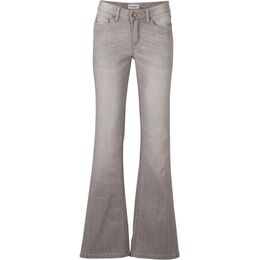 bonprix Damen Bootcut-Jeans "Bootcut Jeans Mid Waist, Komfort-Stretch", grau, Gr. 44, unifarben, Denim/Jeans, Obermaterial: 82% Baumwolle, 17%