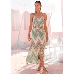 Lascana Damen Midikleid "mit sommerlichem Print und Schlitz, Jerseykleid", bunt, Gr. 46, bedruckt, Jersey, Obermaterial: 100% Viskose, Kleider,