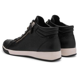 Ara Damen Sneaker "ROM", Gr. 7,5, schwarz, Glattleder, Leder, Reptilienpr&auml;gung, Schuhe, Freizeitschuh, High-Top-Sneaker, Schn&uuml;rschuh in Schuhweite G