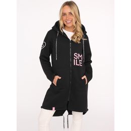 Zwillingsherz Damen Jerseymantel ""Alissa"", schwarz, Gr. LXL, unifarben mit Farbeinsatz, Sweatware, Obermaterial: 50% Baumwolle, 50% Polyester,