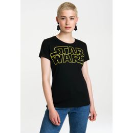 logoshirt Damen T-Shirt "Krieg der Sterne - Star Wars", schwarz, Gr. L, bedruckt, 100% Baumwolle, Shirts, mit coolem Frontprint