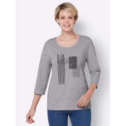 Classic Basics Damen 3/4-Arm-Shirt "3/4-Arm-Shirt", grau, Gr. 40, gemustert, 100% Baumwolle, 90% Baumwolle, 10% Viskose, Shirts