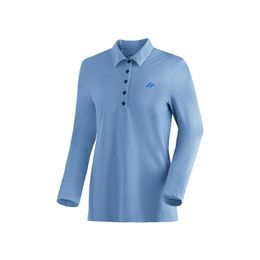 Langarm-Poloshirt Maier Sports "Long Piquee Polo W", Damen, Gr. L, pastellblau, 60% Baumwolle, 40% Polyester, Rundhals, Shirts