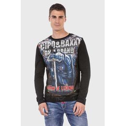 Cipo & Baxx CIPO & BAXX Damen T-Shirt "Sweatshirts", schwarz, Gr. XXL, bedruckt, 95% Baumwolle, 5% Elasthan, Shirts, mit coolem Print