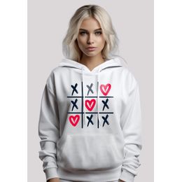 F4NT4STIC Damen Kapuzenpullover "Valentinstag Herz Tic Tac Toe", wei&szlig;, Gr. S, Obermaterial: 65% Baumwolle, 35% Polyester, Pullover, Premium Qualit&auml;t