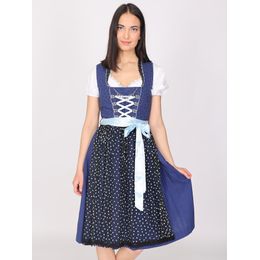 JCC Damen Dirndl "31023115", blau, Gr. 54, Web, Obermaterial: 100% Baumwolle. Futter: 100% Baumwolle. Sch&uuml;rze: 100% Polyester, Kleider
