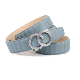 Anthoni Crown Damen Lederg&uuml;rtel, blau, Gr. 110, unifarben, Rindsleder, G&uuml;rtel, Silberfarbige Schnalle im Doppelring Design, bombiert, helle R&uuml;ckseite