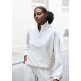 Damen Langarmshirt, Copenhagen Studios, Gr. 48, wei&szlig;, Sweatware, Obermaterial: 54% Modal, 40% Polyester, 6% Elasthan, unifarben, Shirts, aus