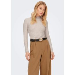 Only Damen Langarmshirt "ONLEMMA L/S HIGH NECK TOP", grau, Gr. M, unifarben, Rippware, Obermaterial: 65% Polyester, 30% Viskose, 5% Elasthan, Shirts,