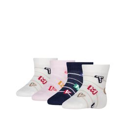 Tommy Hilfiger Damen Socken "TH BABY SOCK 4P BRETON LETTERS ECOM", Gr. 15tommy original, pink, Obermaterial: 73% Baumwolle, 25% Polyamid, 2%