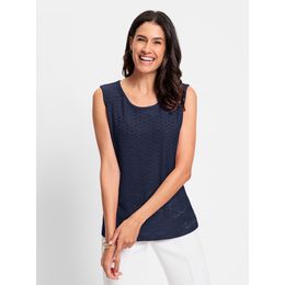 Inspirationen Damen Shirttop, blau, Gr. 36, unifarben, 95% Polyester, 5% Elasthan, Tops