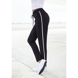 Lascana Damen Jogger Pants, Gr. 40, schwarz, Sweatware, Obermaterial: 70% Viskose, 25% Polyamid, 5% Elasthan, unifarben, Basic, Hosen, mit