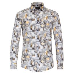 Casamoda Herren Langarmhemd "Casamoda Freizeithemd Langarm Print", gelb, Gr. XL, bedruckt, 100% Baumwolle, Hemden